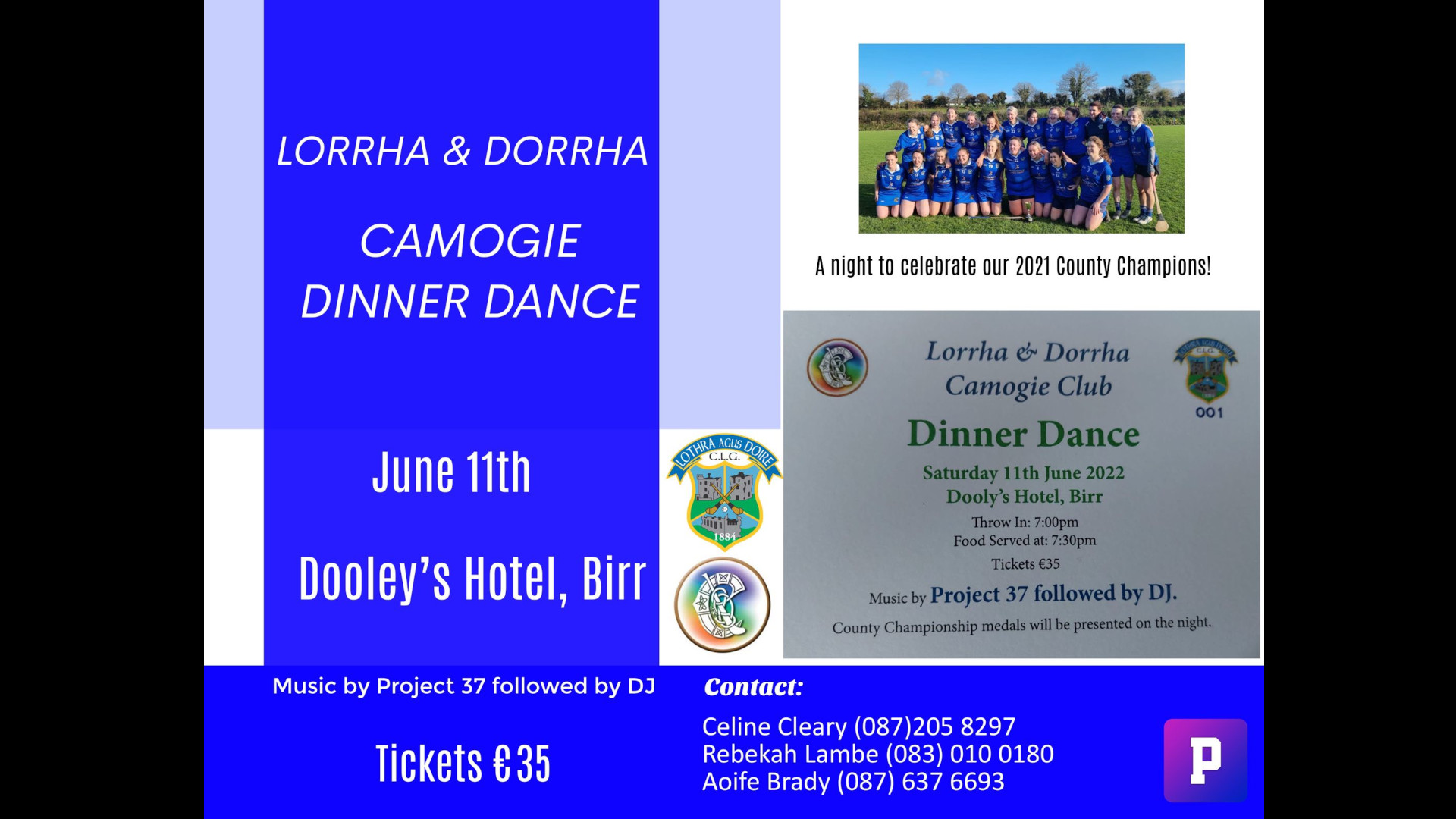 Book your tickets for Lorrha Camogie Dinner Dance on June 11th – Lorrha ...